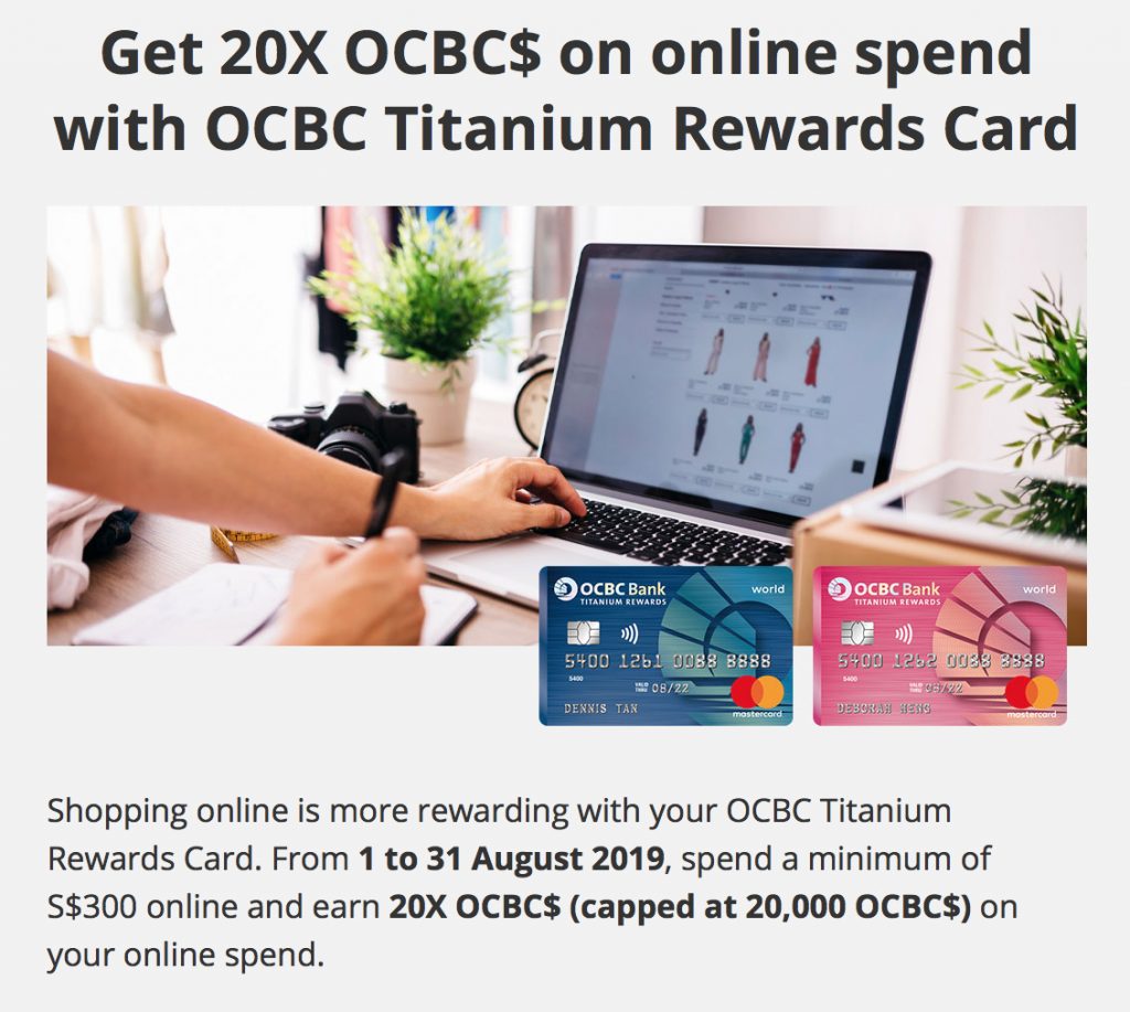 Targeted: OCBC Titanium Rewards 8 mpd for online spend in August ...