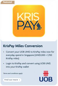 KrisPay adds instant transfers from UNI$ to KrisFlyer miles - Mainly Miles