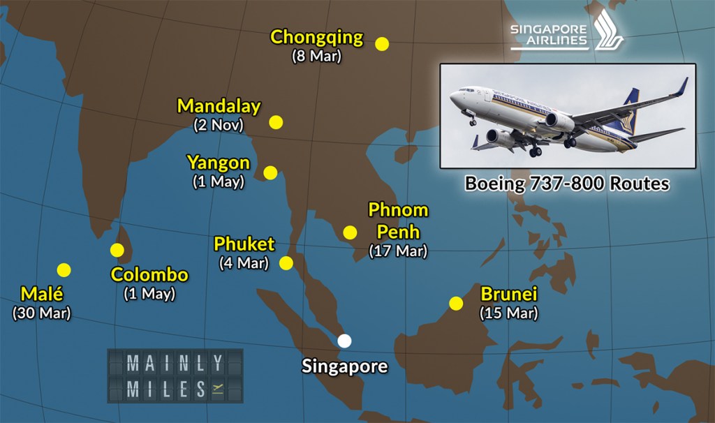 Singapore Airlines expands 737-800 network from March 2021 - Mainly Miles