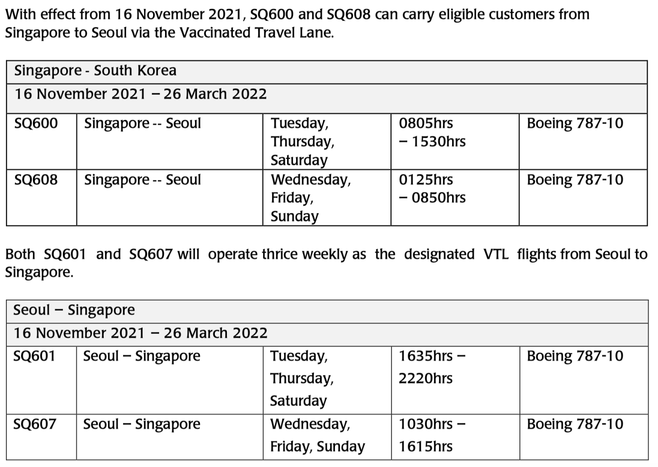 Singapore adding South Korea to the VTL list; quarantine-free travel ...