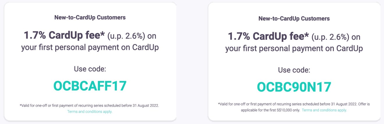 CardUp 1.7% fee on any payment type with OCBC cards - buy miles from 1. ...