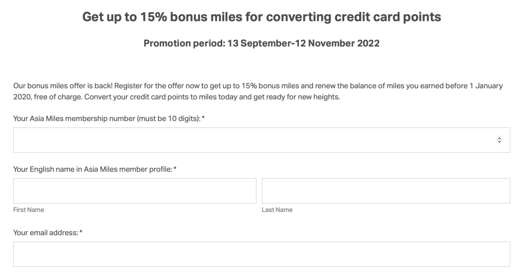 Transfer credit card points to Cathay Pacific Asia Miles with up to 15% ...