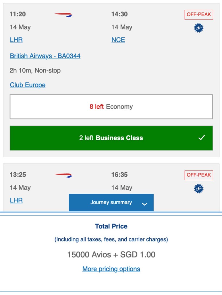 British Airways devalues Avios awards on BA flights for Singapore ...