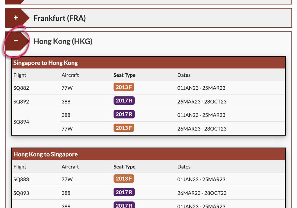 First Class seats by route - Mainly Miles