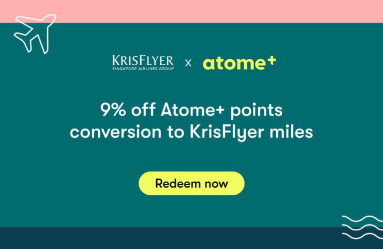 Get a 9% discount on Atome+ points transfers to KrisFlyer miles ...