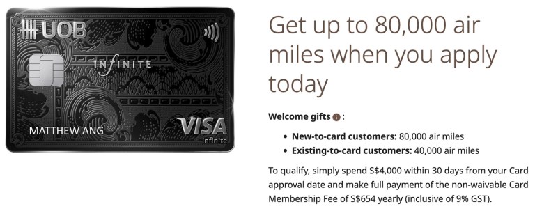Extended: UOB Visa Infinite Metal Card huge 80,000 miles sign-up bonus ...
