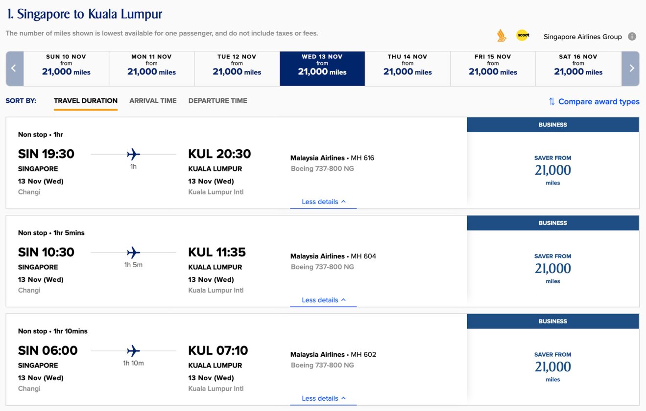 New: Redeem KrisFlyer miles for Malaysia Airlines flights - Mainly Miles
