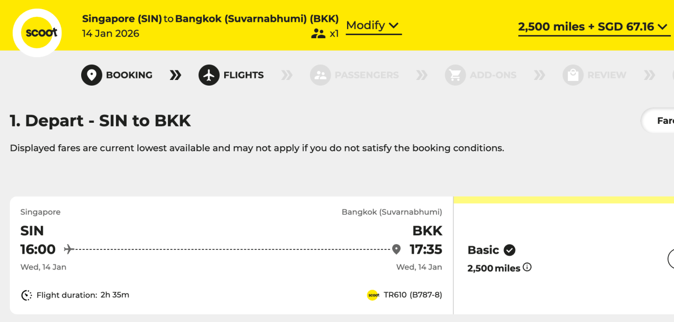 Scoot launches KrisFlyer award flight redemption chart - Mainly Miles