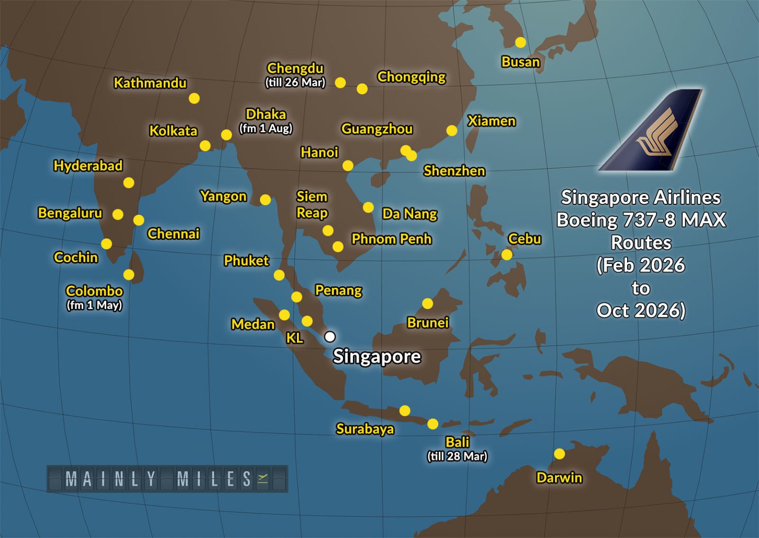 Where is Singapore Airlines flying its Boeing 737 MAX? - Mainly Miles