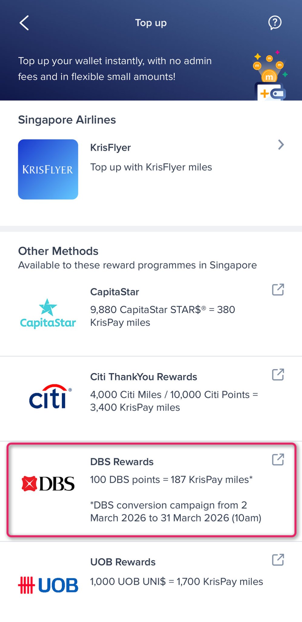 Transfer DBS Points to Kris+ with a 10% bonus - Mainly Miles