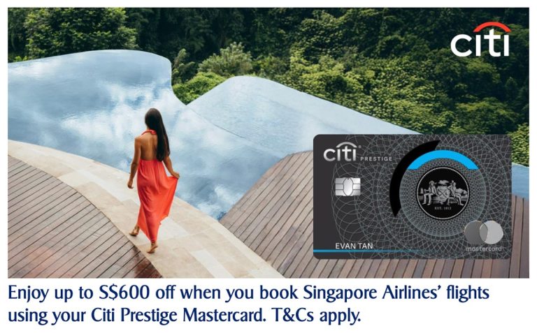 Citi Prestige offering up to S$600 off Singapore Airlines flights ...